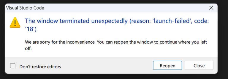 【解決した】VSCodeのエラー The window terminated unexpectedly (reason: 'launch-failed', code: '18' - うさぎぱい ...